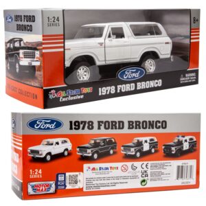 1978 Ford Bronco 1:24 Diecast Model Car White SUV SUT Truck Motormax All Star Toys Exclusive 79371