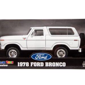 1978 Ford Bronco 1:24 Diecast Model Car White SUV SUT Truck Motormax All Star Toys Exclusive 79371