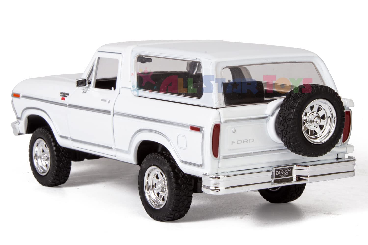 1978 Ford Bronco 1:24 Diecast Model Car White SUV SUT Truck Motormax All Star Toys Exclusive 79371