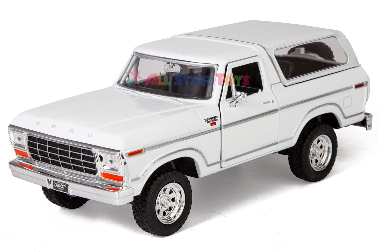 1978 Ford Bronco 1:24 Diecast Model Car White SUV SUT Truck Motormax All Star Toys Exclusive 79371