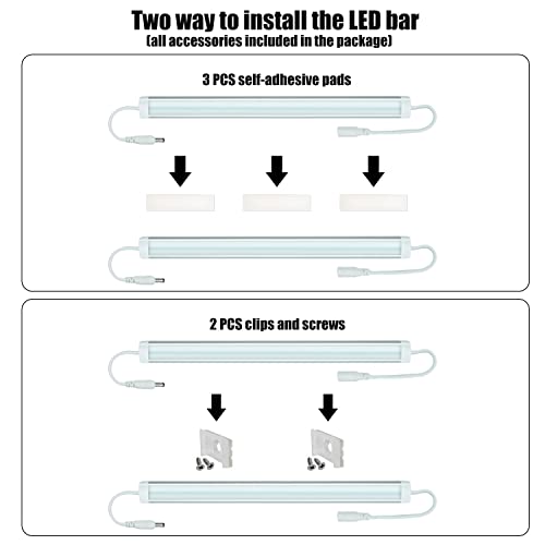 DURPAR Under Cabinet LED Lighting Kit Plug in, 6 pcs 12 Inches Cabinet Light Strips, Super Bright, for Kitchen Cabinets Counter, Closet, Shelf Lights, Warm White (6 Bars Kit)