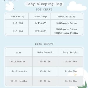 Owlivia Baby Sleep Sack Organic Cotton Sleeping Bag with- 2.5tog Sleeping Bag with 2-Way Zipper, Boys Girls Swaddle Transition Sleep Sack(2.5tog Starry Sky, 18-24 Months)