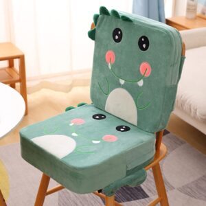 toddler booster seat for dining double straps washable portable thick chair increasing cushion for baby kids (green)