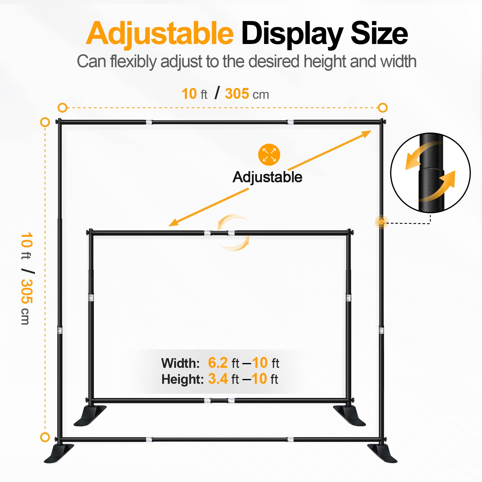 EMART Banner Stand, 10x10 ft Heavy Duty Adjustable Step and Repeat Backdrop Stand Kit for Photography, Trade Show, Photo Booth