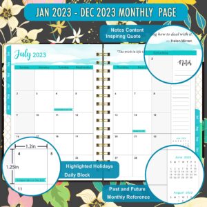 2023 Planner - Planner/Calendar 2023, Jan.2023 - Dec.2023, 2023 Planner Weekly & Monthly with Tabs, 6.3" x 8.4", Hardcover + Back Pocket + Twin-Wire Binding, Daily Organizer - Colorful Floral