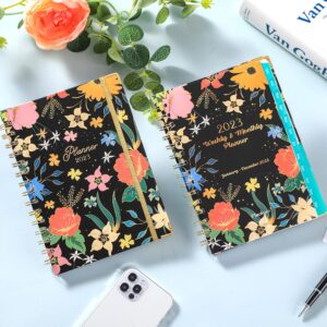 2023 Planner - Planner/Calendar 2023, Jan.2023 - Dec.2023, 2023 Planner Weekly & Monthly with Tabs, 6.3" x 8.4", Hardcover + Back Pocket + Twin-Wire Binding, Daily Organizer - Colorful Floral