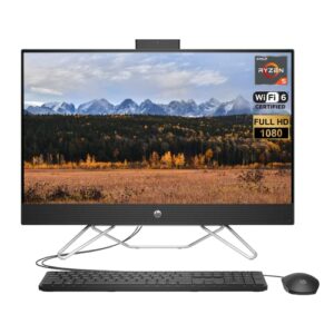 hp 27 all-in-one desktop, 27" fhd screen, amd ryzen 5 5625u processor, 32gb ddr4 ram, 1tb pcie ssd, pop-up webcam, rj45, hdmi, wi-fi 6, wired kb & mouse, windows 11 home, black