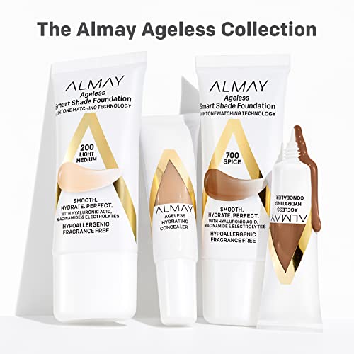 Almay Anti-Aging Foundation, Smart Shade Face Makeup with Hyaluronic Acid, Niacinamide, Vitamin C & E, Hypoallergenic, -Fragrance Free, 400 Beige, 1 Fl Oz (Pack of 1)