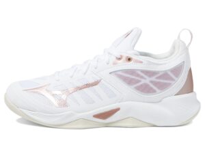 mizuno women's wave dimension volleyball shoe, white-rose gold, 8.5