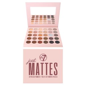 w7 just mattes pressed pigment palette - 30 natural nude colors - flawless long-lasting every day vegan makeup