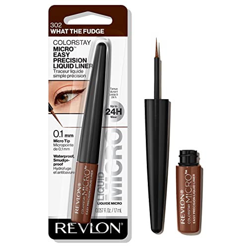 REVLON ColorStay Micro Easy Precision Liquid Eyeliner, Waterproof, Smudgeproof, Longwearing with Micro Felt Tip, 302 What the Fudge, 0.057 fl. oz