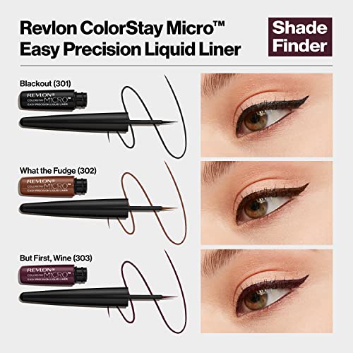 REVLON ColorStay Micro Easy Precision Liquid Eyeliner, Waterproof, Smudgeproof, Longwearing with Micro Felt Tip, 302 What the Fudge, 0.057 fl. oz