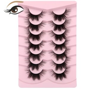 false eyelashes cat eye natural look fluffy faux mink lashes 3d wispy lashes foxy volume soft fake eyelash 7 pairs pack by milllruez