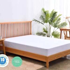 King&Twin Size Cooling Waterproof Mattress Protector Pad Bed Cover,Bamboo Terry Top Breathable Fitted Sheet Style Deep Pocket Soft Noiseless Waterproof Matressprotector Twin for Bed Kids Adults