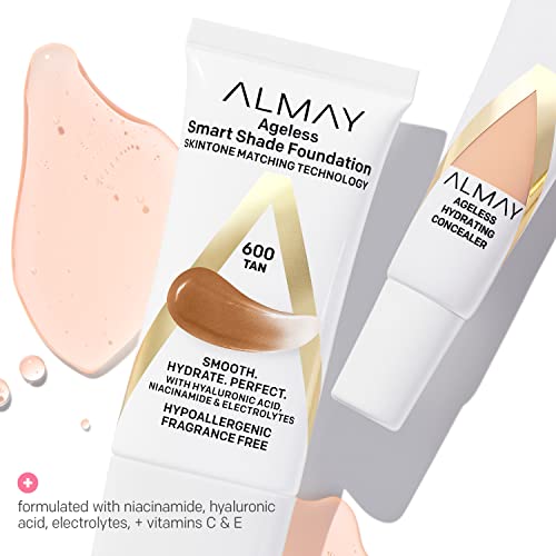 Almay Anti-Aging Concealer, Face Makeup with Hyaluronic Acid, Niacinamide, Vitamin C & E, Hypoallergenic, -Fragrance Free, 020 Light Medium, 0.37 Fl Oz (Pack of 1)