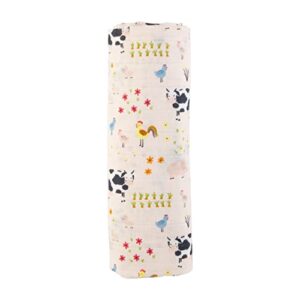 mud pie pink farm print swaddle