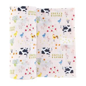 Mud Pie Pink Farm Print Swaddle