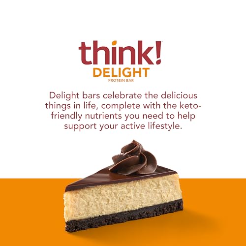 think! Delight, Keto Protein Bars, Healthy Low Carb, Gluten Free Snack - Chocolate Peanut Butter Pie, 12 Count (Packaging May Vary)