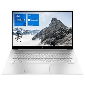 hp envy laptop, 17.3" fhd touchscreen, 12th gen intel core i7-1255u processor, 32gb ram, 512gb ssd, webcam, fingerprint reader, backlit keyboard, hdmi, wi-fi 6, bluetooth, windows 11 home, silver