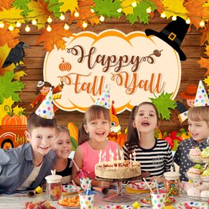 Happy Fall Y'all Backdrop,Fall Party Decorations Thanksgiving Party Backdrop Happy Fall Banner Party Supplies Photography Background