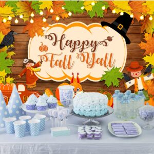 Happy Fall Y'all Backdrop,Fall Party Decorations Thanksgiving Party Backdrop Happy Fall Banner Party Supplies Photography Background