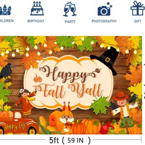 Happy Fall Y'all Backdrop,Fall Party Decorations Thanksgiving Party Backdrop Happy Fall Banner Party Supplies Photography Background