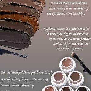 Eyebrow Pomade Waterproof, Tinted Brow Gel Cream with Brush, High-pigmented 24 Hour Wear, Smudge Proof &Sweat-proof, Super Creamy Eyebrow Pomade Filling & Shaping Brows for Women - Soft Brown