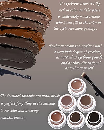 Eyebrow Pomade Waterproof, Tinted Brow Gel Cream with Brush, High-pigmented 24 Hour Wear, Smudge Proof &Sweat-proof, Super Creamy Eyebrow Pomade Filling & Shaping Brows for Women - Soft Brown