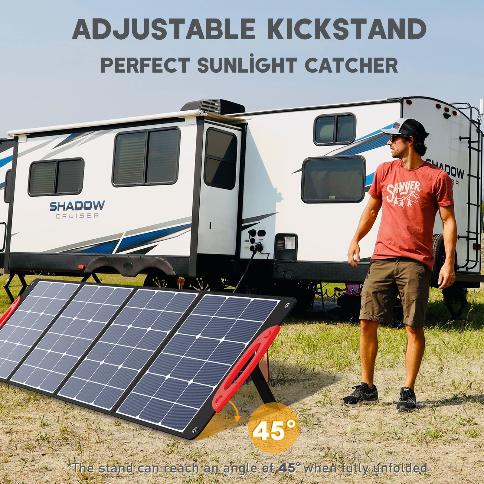 HOPWINN 200W Solar Panel, Apollo-S 200 Portable Solar Panel for Apollo-P 1000 Power Station, 48V Foldable Solar Cell Charger with Kickstand for Outdoors Camping RV Vanlife Yard Off-Grid