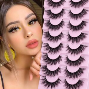 fluffy lashes 18mm cat eye lashes wispy false eyelashes 3d faux mink lashes dramatic volume lashes pack 8 pairs by zegaine