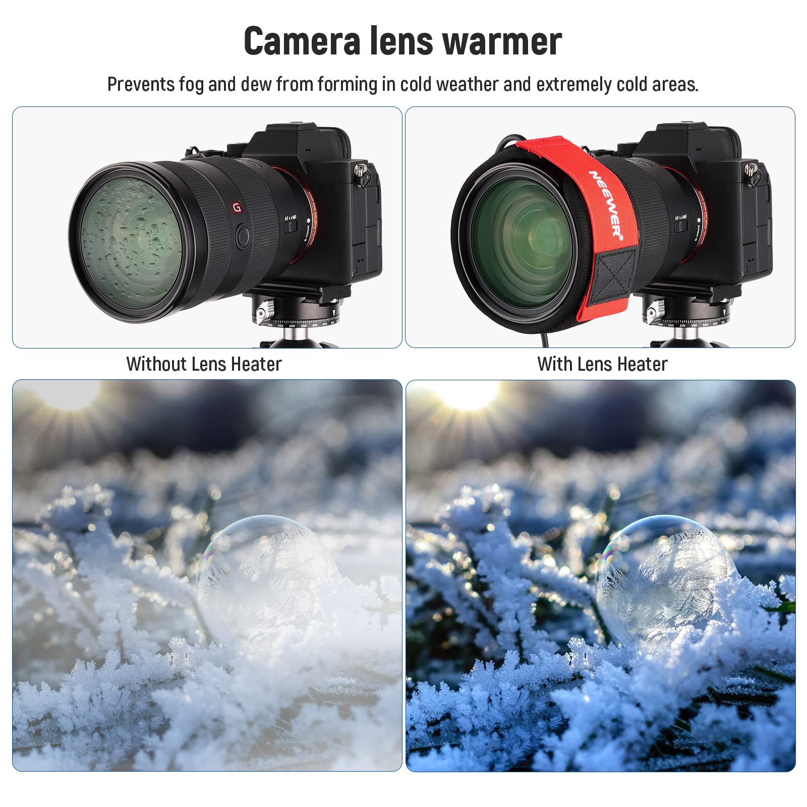 NEEWER USB Lens Heater, 12"/300mm Lens Warmer for DSLR Camera and Telescope, 3 Temperature Regulator Settings, Dew Heater Strip Prevents Dew, Fog & Condensation for Telescope Camera Astrophotography