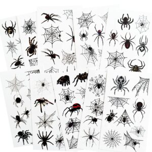 fake spider tattoos, temporary face tattoo for women men kids halloween costume, 10-sheet