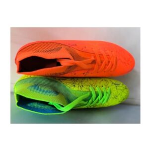 ESXGED Womens High Top Lightweight Soccer Cleats Mens Comfy Football Boots Spikes Shoes Training Sports Sneakers Green-Orange Size 9.5w/8m