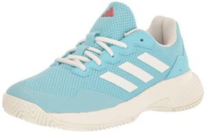 adidas women's game court 2 sneaker, light aqua/off white/bright red, 8.5