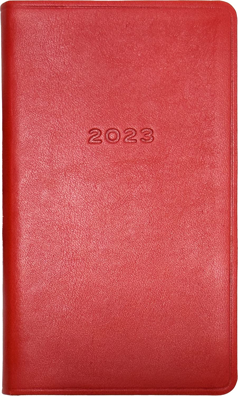 2023 Pocket Datebook Planner Journal, Genuine Leather, Bound in the USA, 5", Traditional Red