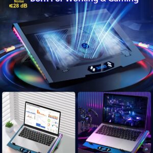 2022 Upgrade Laptop Cooling Pad 15.6-17.3 Inch, AIMIUZI RGB Gaming Laptop Cooler with Powerful Turbo-Fan 3200 RPM, 12 Modes Light, 7 Height Stands, Ergonomic Design, 2 USB Ports, Dust Filter