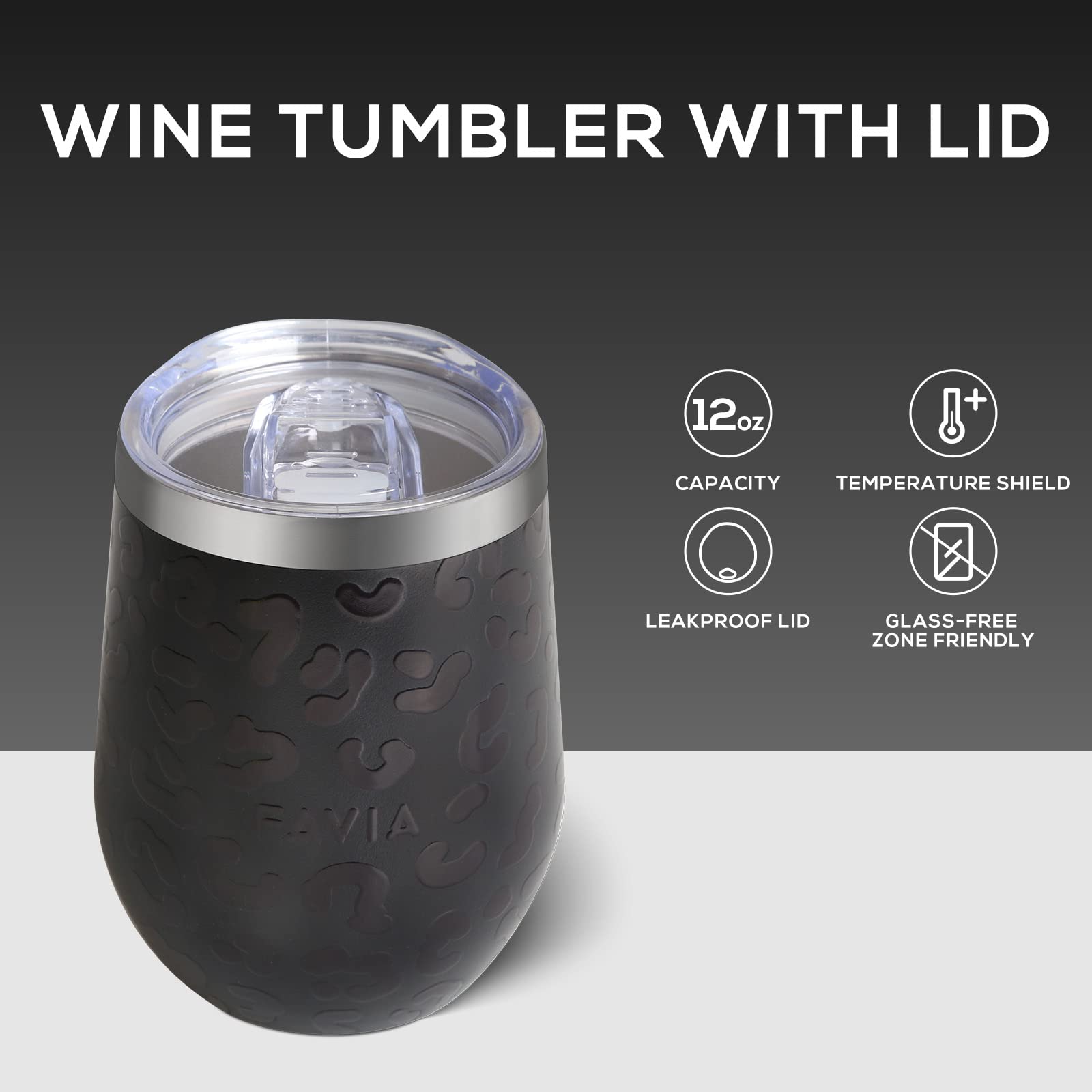 FAVIA Wine Tumbler with Lid 12oz Vacuum Insulated Stainless Steel Wine Cup Leak-Proof(RAINFOREST)