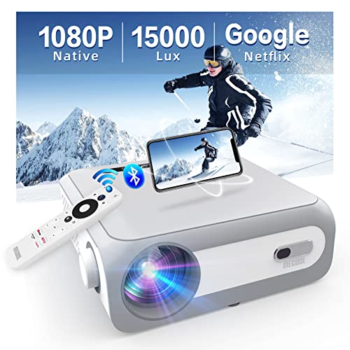 Movie Projector, MECOOL KP1 Smart Video Projector with TV Stick 15000Lux Full HDR 4K Native 1080P,5G WiFi, 240" Display, Built-in Assistant Netflix YouTube Prime Video Chromecast Home Theater