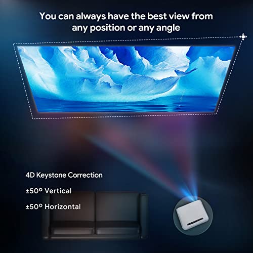 Movie Projector, MECOOL KP1 Smart Video Projector with TV Stick 15000Lux Full HDR 4K Native 1080P,5G WiFi, 240" Display, Built-in Assistant Netflix YouTube Prime Video Chromecast Home Theater