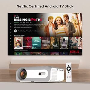 Movie Projector, MECOOL KP1 Smart Video Projector with TV Stick 15000Lux Full HDR 4K Native 1080P,5G WiFi, 240" Display, Built-in Assistant Netflix YouTube Prime Video Chromecast Home Theater