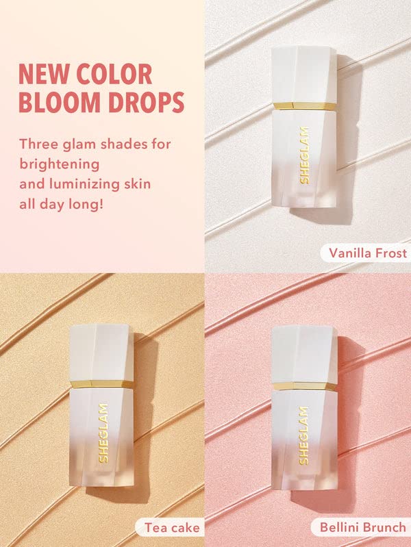 SHEGLAM Glow Bloom Liquid Waterproof Highlighter Long Lasting Cream Highlighter with Shimmer Dewy Finish - Vanilla Frost