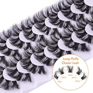 Cluster Mink Lashes Fluffy Eyelashes Long Thick Dramatic Individual Lashes Extension Wispy 6D Volume Eyelash 19-22MM zanlufly Eyelashes Pack