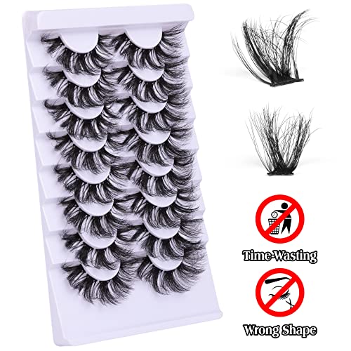 Cluster Mink Lashes Fluffy Eyelashes Long Thick Dramatic Individual Lashes Extension Wispy 6D Volume Eyelash 19-22MM zanlufly Eyelashes Pack