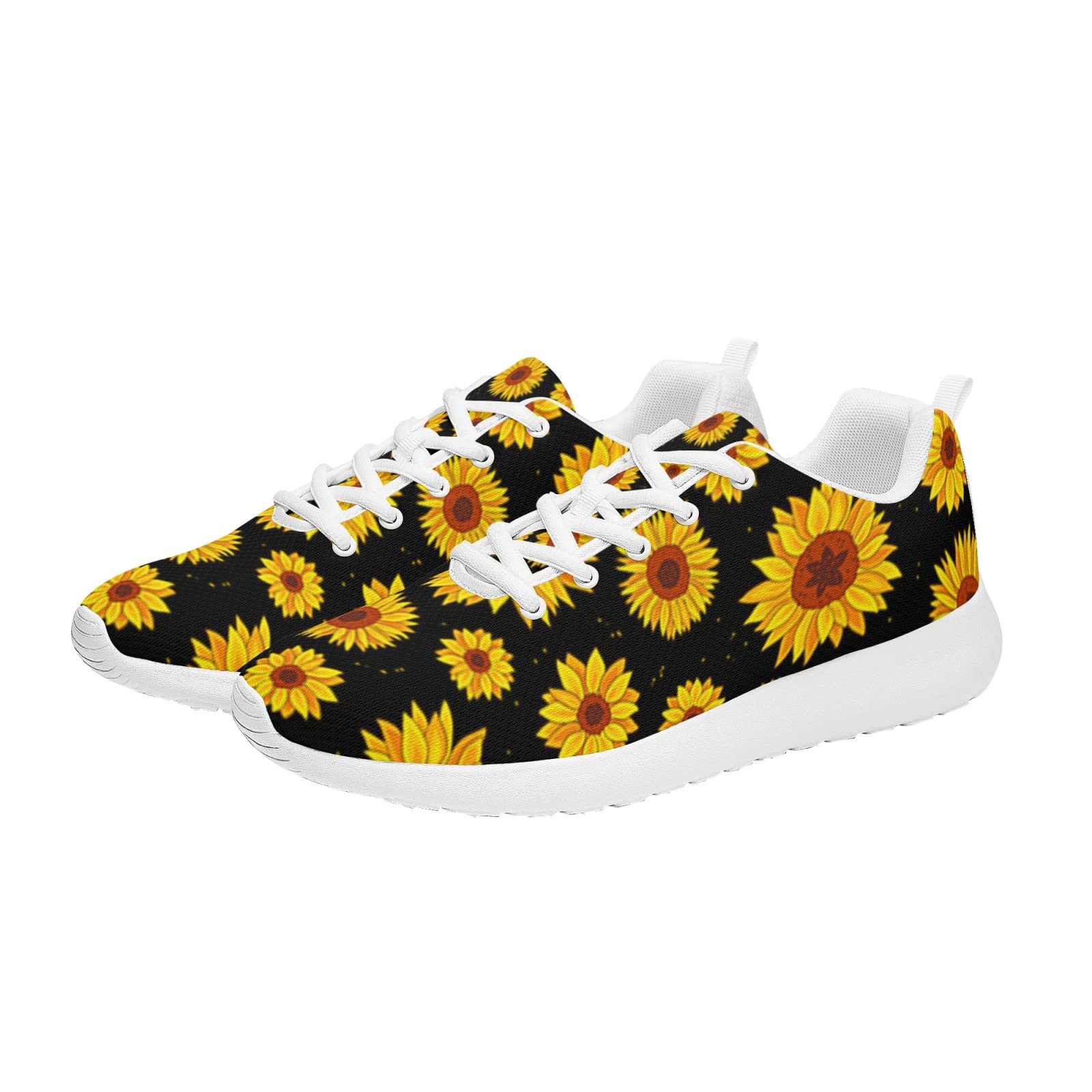 Pitovozu Sunflower Flower Watercolor Sneaker Women Athletic Shoes Personalited Running Shoes Comfortable Sports Sneaker