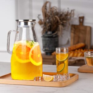 3 Quart Glass Pitcher with Lid,96 oz -Iced Tea Pitcher, Juice, Milk, Coffee, Lemonade - Borosilicate Boiling Glassware - Hot & Cold Beverages Christmas Gift,New Year Gift