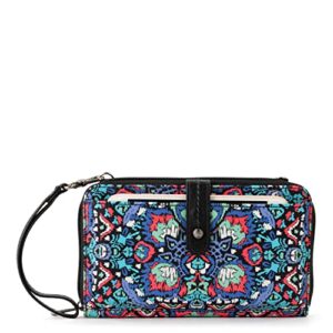 sakroots smartphone crossbody bag in eco-twill, convertible purse with detachable wristlet strap, includes phone wallet pockets, multi ikat world