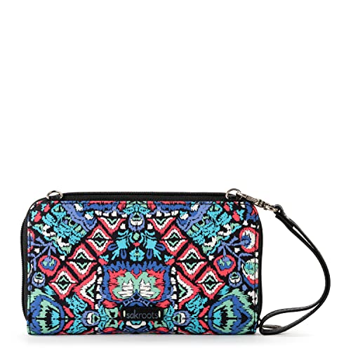 Sakroots Smartphone Crossbody Bag in Eco-Twill, Convertible Purse with Detachable Wristlet Strap, Includes Phone Wallet Pockets, Multi Ikat World