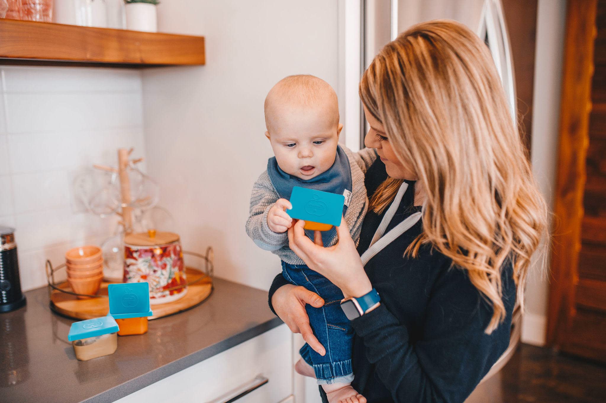 Oodies Baby Food Lids-Blue 3 Pack-Reusable and Dishwasher Safe-BPA Free-Compatible with Gerber Baby Food Containers