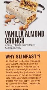 SlimFast Intermittent Fasting- Complete Meal Protein Bars, Vanilla Almond Crunch, 5 Bars (Pack of 1)