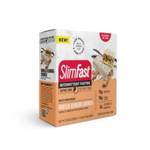 SlimFast Intermittent Fasting- Complete Meal Protein Bars, Vanilla Almond Crunch, 5 Bars (Pack of 1)